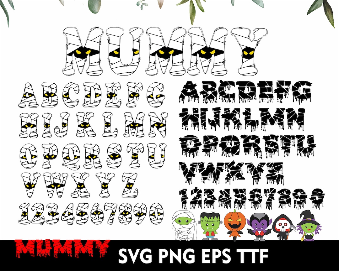 Halloween Mummy Font Halloween Doodle Letters Halloween Mummy Alphabet ...