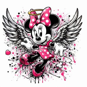 5 PNG Angel Mouse Girl Splash and Watercolor Transparent PNG File for ...