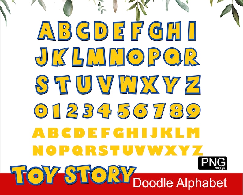 Toy Story Doodle Alphabet BUNDLE 7 Set Toys Story Font Png Alphabet ...