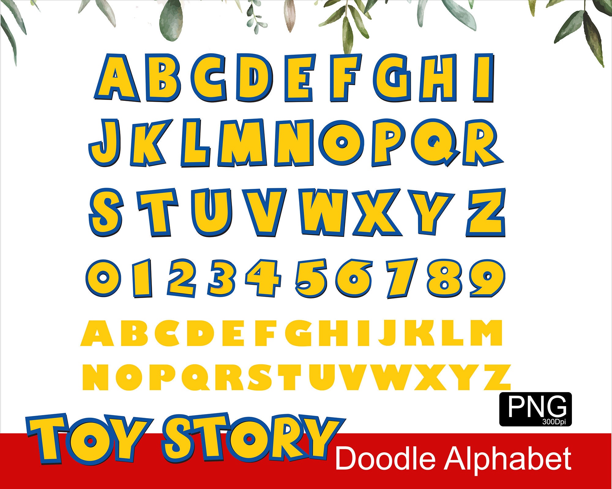 Toy Story Doodle Alphabet BUNDLE 7 Set Toys Story Font Png Alphabet ...