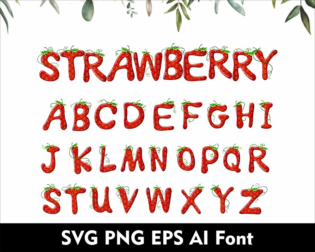 Strawberry Color Font Strawberry Fruit Alphabet Strawberry Letters ...
