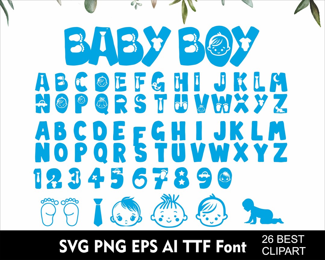 Baby Boy Font Baby Letters Baby Blue Alphabet Cute Kids Font for Cricut ...