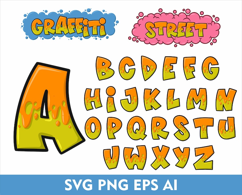 Street Graffiti Font SVG Street Graffiti Alphabet Graffiti Letters for ...