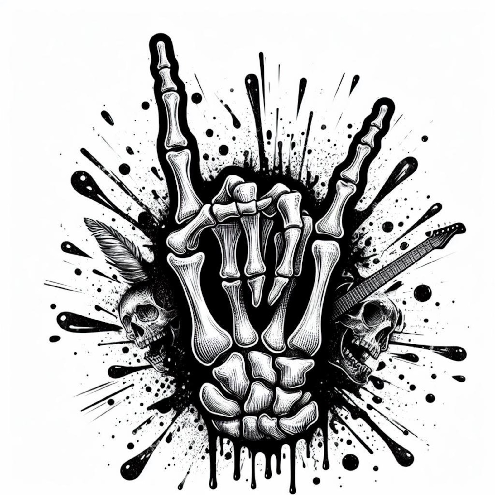 Rock N Roll Skeleton 5 PNG Design High Resolution Transparent ...
