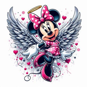 5 PNG Angel Mouse Girl Splash and Watercolor Transparent PNG File for ...