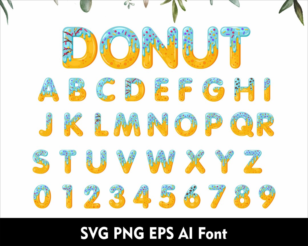 Donut Alphabet Biscuit Color Cartoon Font Glazed Christmas Letters ...