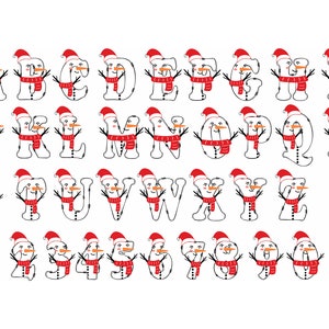 Christmas Doodle Alphabet BUNDLE 6 Set PNG Christmas Letters Santa Elf ...