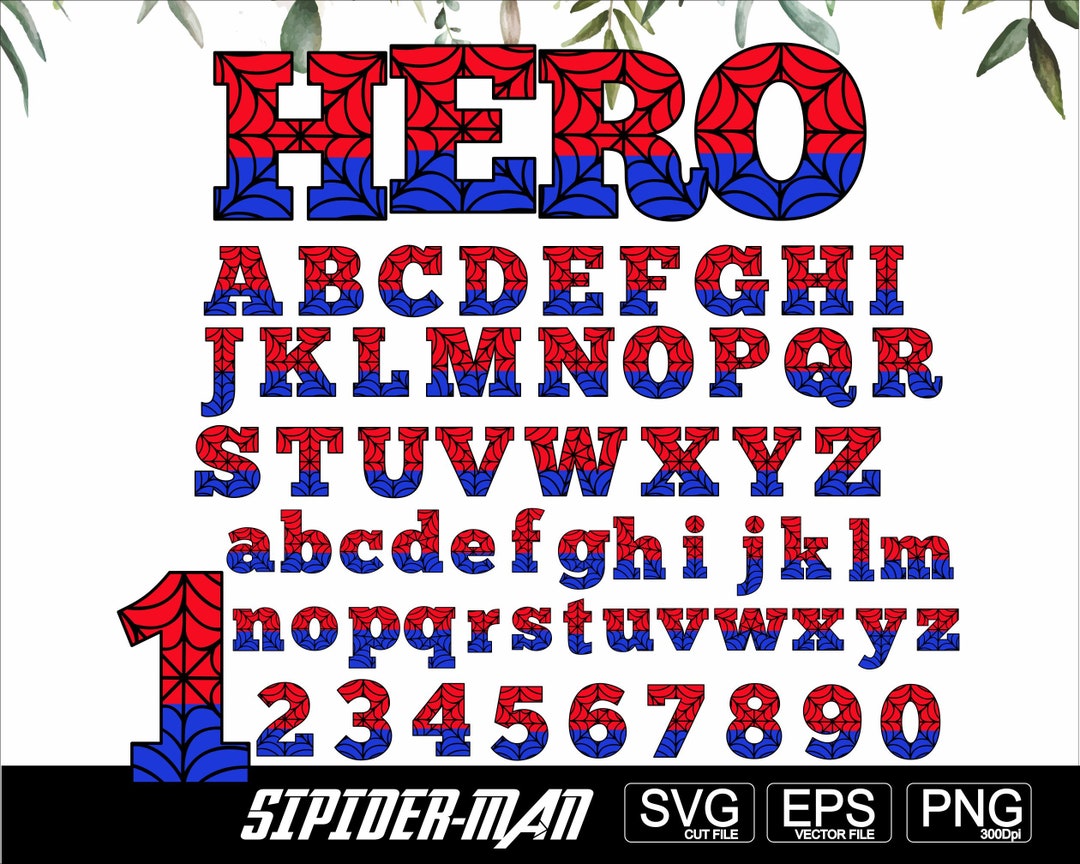 Spider Hero Font SVG, Spider Alphabet Doodle SVG, Superhero Font Svg ...