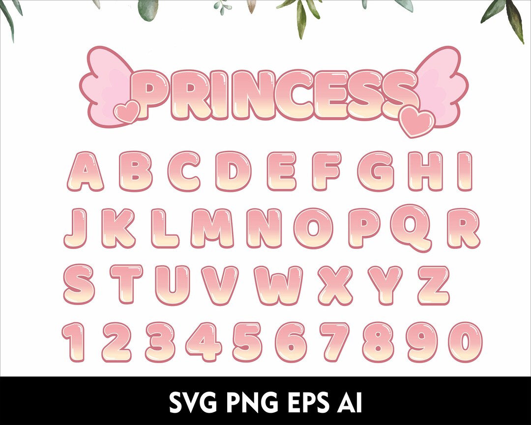 Princess Font Girl Alphabet Svg Pink Girl Font Svg Png Princess Letters ...