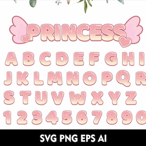 Princess Font Girl Alphabet Svg Pink Girl Font Svg Png Princess Letters ...