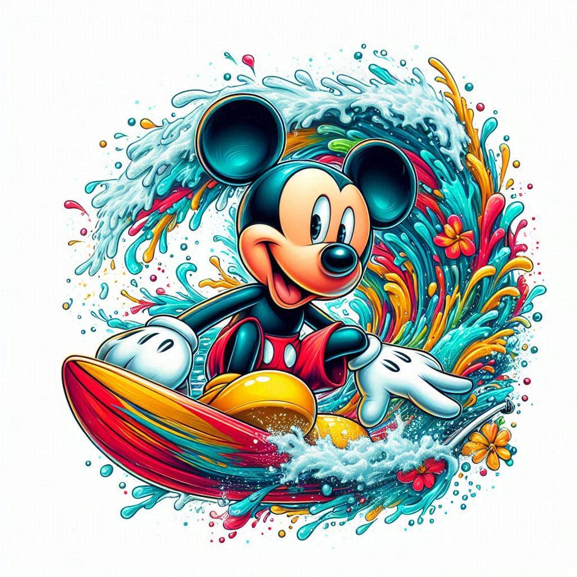 Surfing Mickey 5 PNG Design High Resolution Transparent Background ...