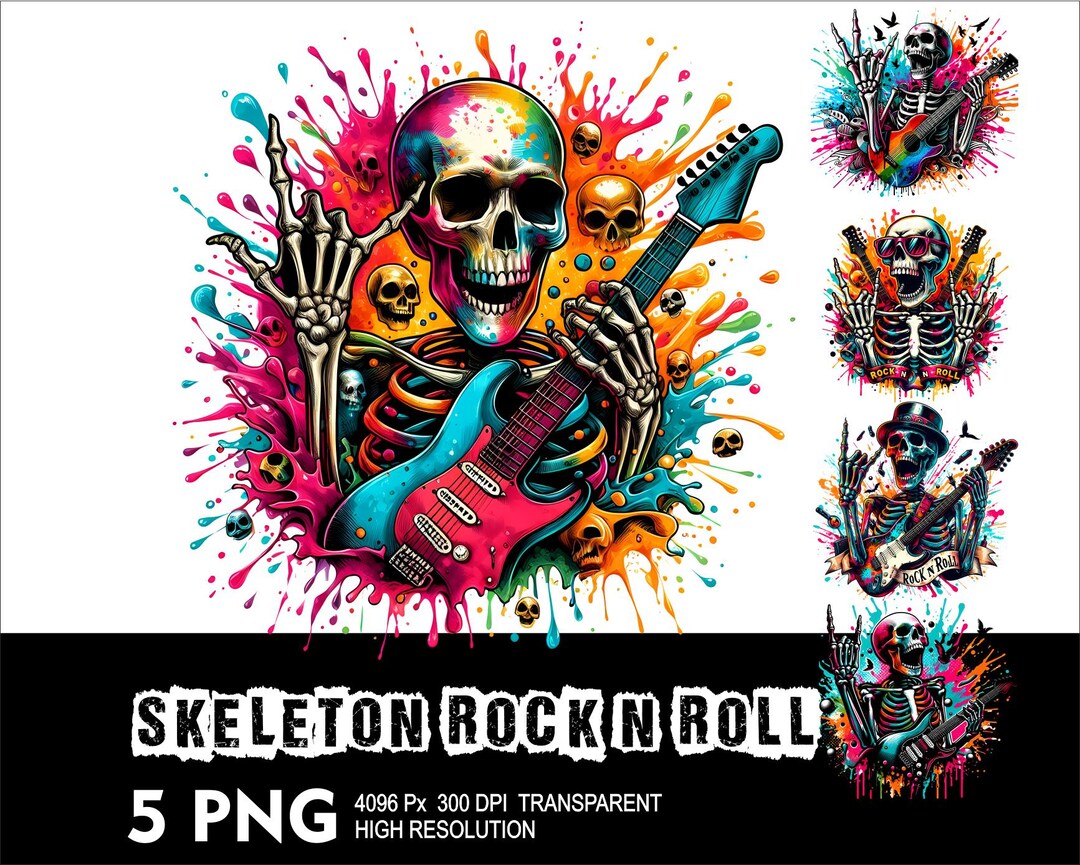 Rock N Roll Skeleton 5 PNG Design High Resolution Transparent ...