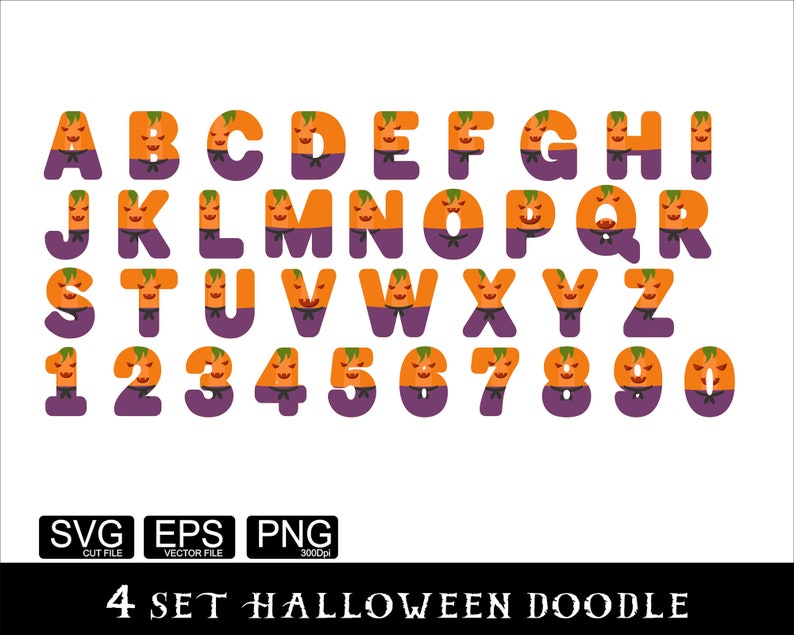 Spooky Doodle Letters Halloween Png Font Halloween Day Font Spooky ...