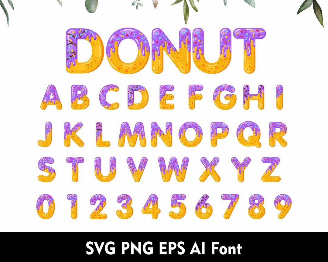 Donut Alphabet Biscuit Color Cartoon Font Glazed Christmas Letters ...