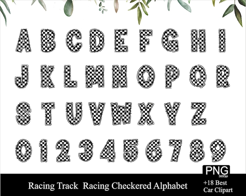 Racing Checkered Alphabet Race Track Alphabet Road Numbers Letters Race ...