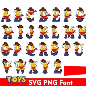 Toy Story Doodle Toys Sherif Woody Alphabet SVG PNG Doodle Alphabet ...