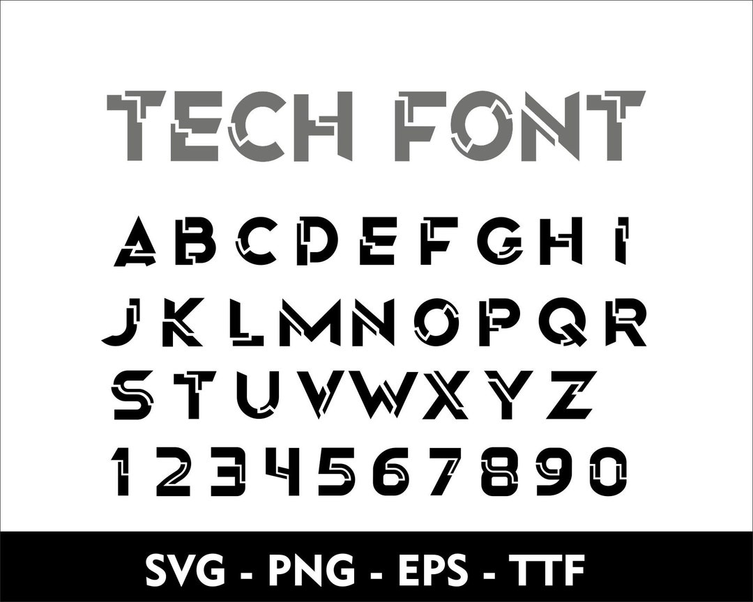 Tech Alphabet Font SVG Technology Alphabet Cyberpunk Futuristic Techno ...