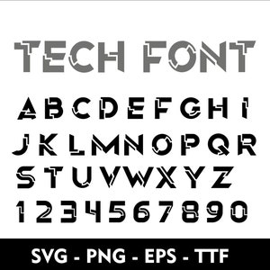Tech Alphabet Font SVG Technology Alphabet Cyberpunk Futuristic Techno ...