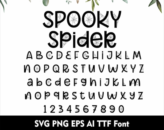Spider Web Font SVG: Halloween Alphabet, Creepy Letters (digital ...