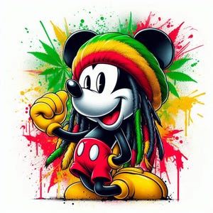Rastafari Mickey 5 PNG Design High Resolution Transparent Background ...