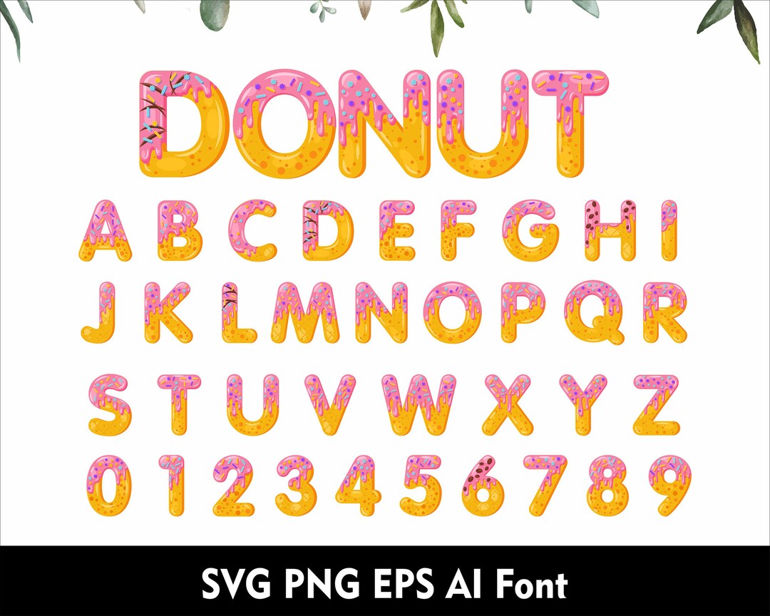 Donut Alphabet Biscuit Color Cartoon Font Glazed Christmas Letters ...
