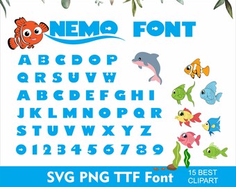 Nemo Font, Nemo Font Cricut, Nemo Font Svg, Nemo Font Silhouette, Nemo ...