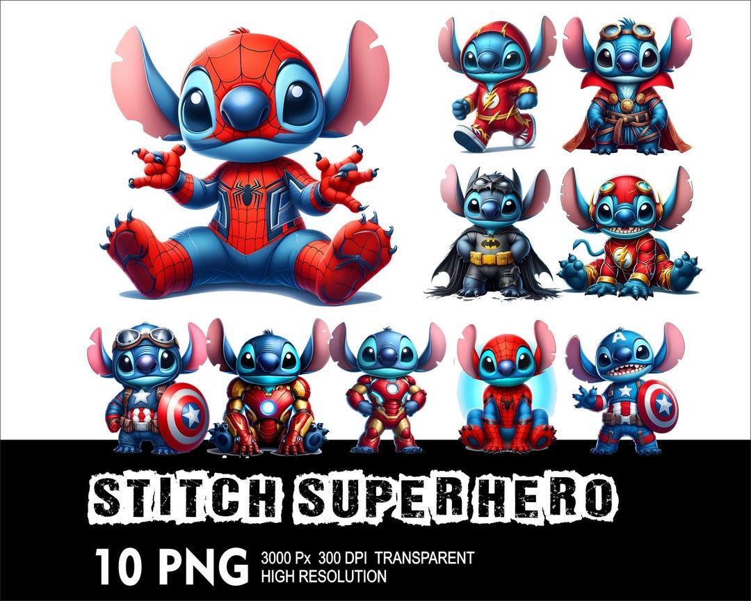 Super Hero Stitch 10 PNG Design High Resolution Transparent Background ...