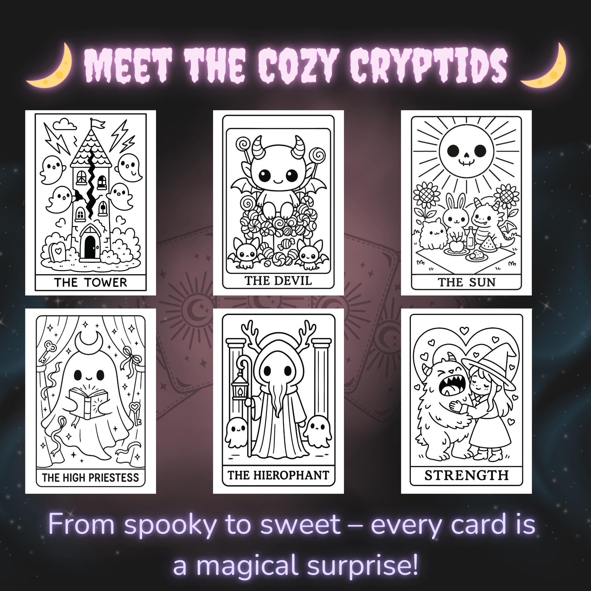 Cozy Cryptids Tarot Coloring Book: Creepy Cutie Kawaii Goth Style (PDF ...