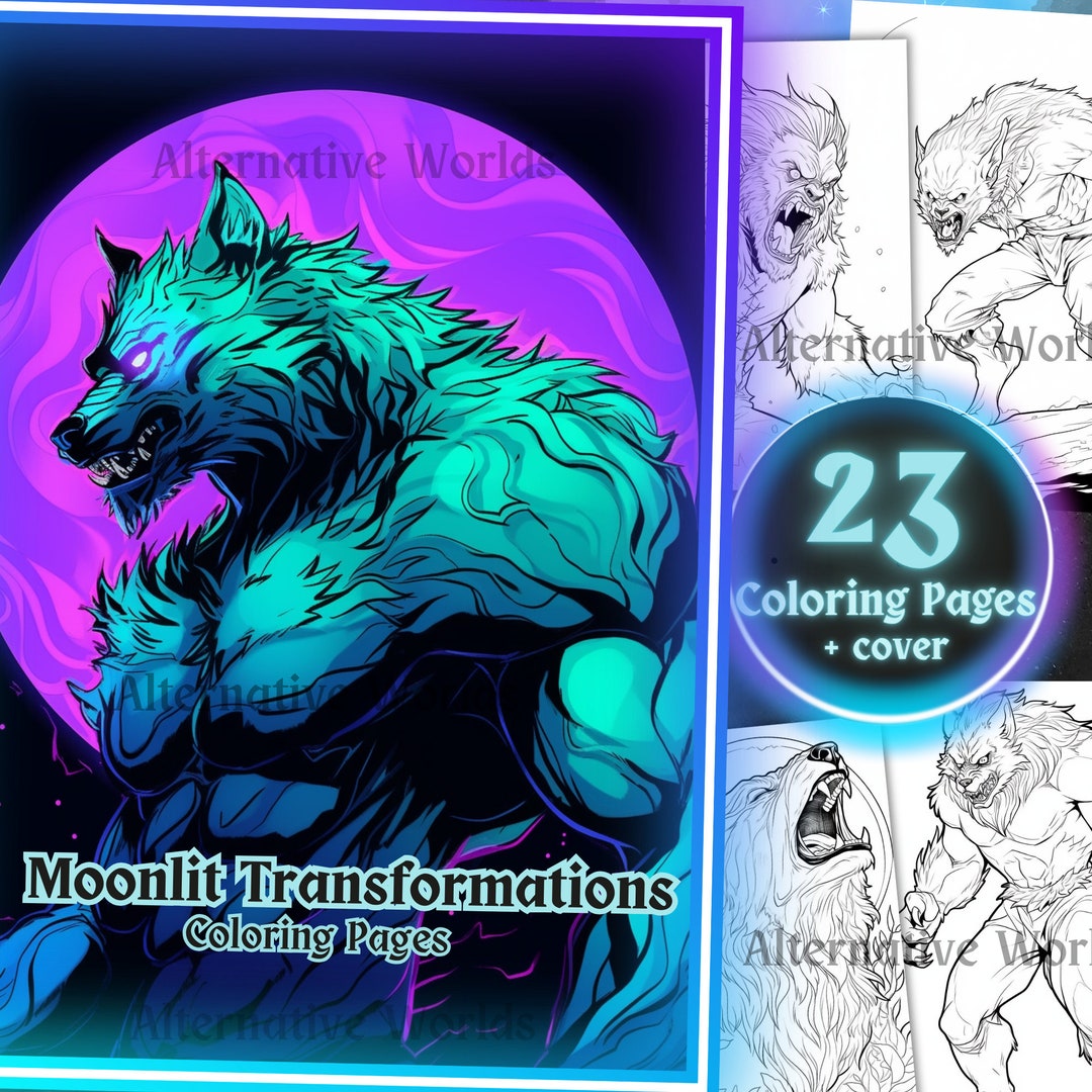 Horror Werewolf Mythical Creatures Coloring Book, Anime Fantasy ...