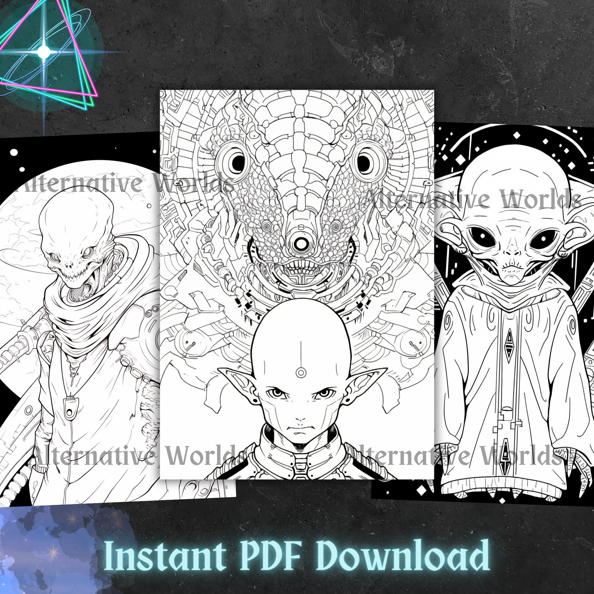 Scifi Fantasy Aliens UFO Spaceship Space Coloring Book, Outer Space ...