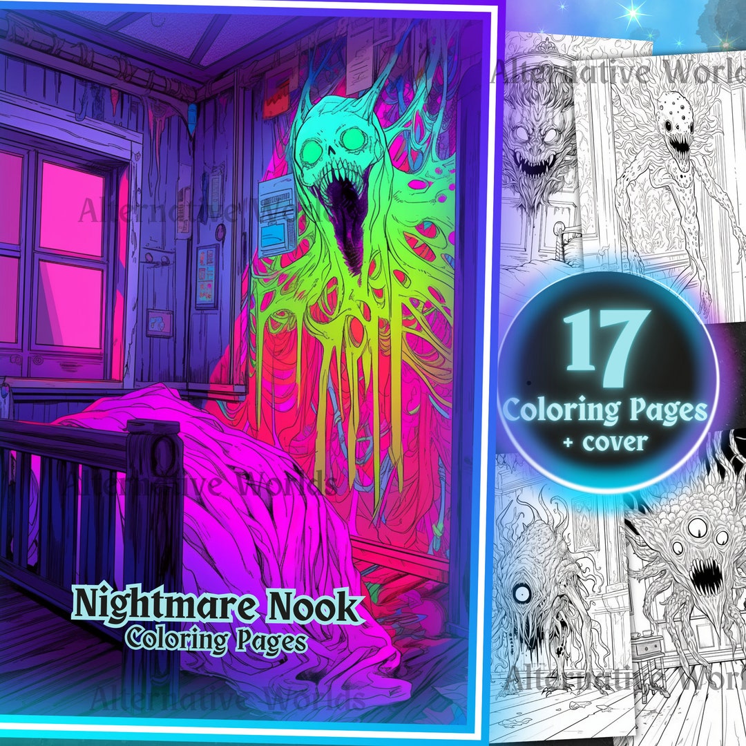 Horror Dark Anime Monster Coloring Book, Gothic Dark Japanese Fantasy ...