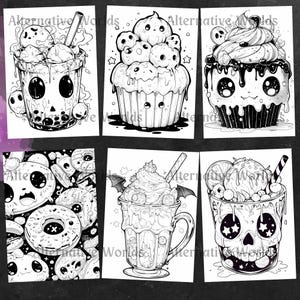 Creepy Cute Kawaii Sweets Spooky Coloring Pages, Pastel Goth Desserts ...