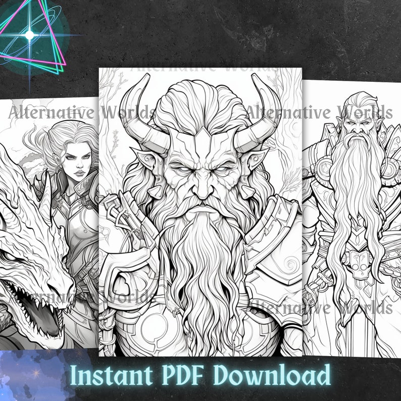 DND Warlock Dark Elf Witchcraft Coloring Sheet, Gothic Dungeon and ...