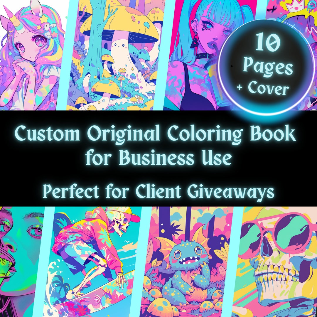 Coloring Book for Business Marketing Giveaway, Goth Kawaii Branding Kit ...