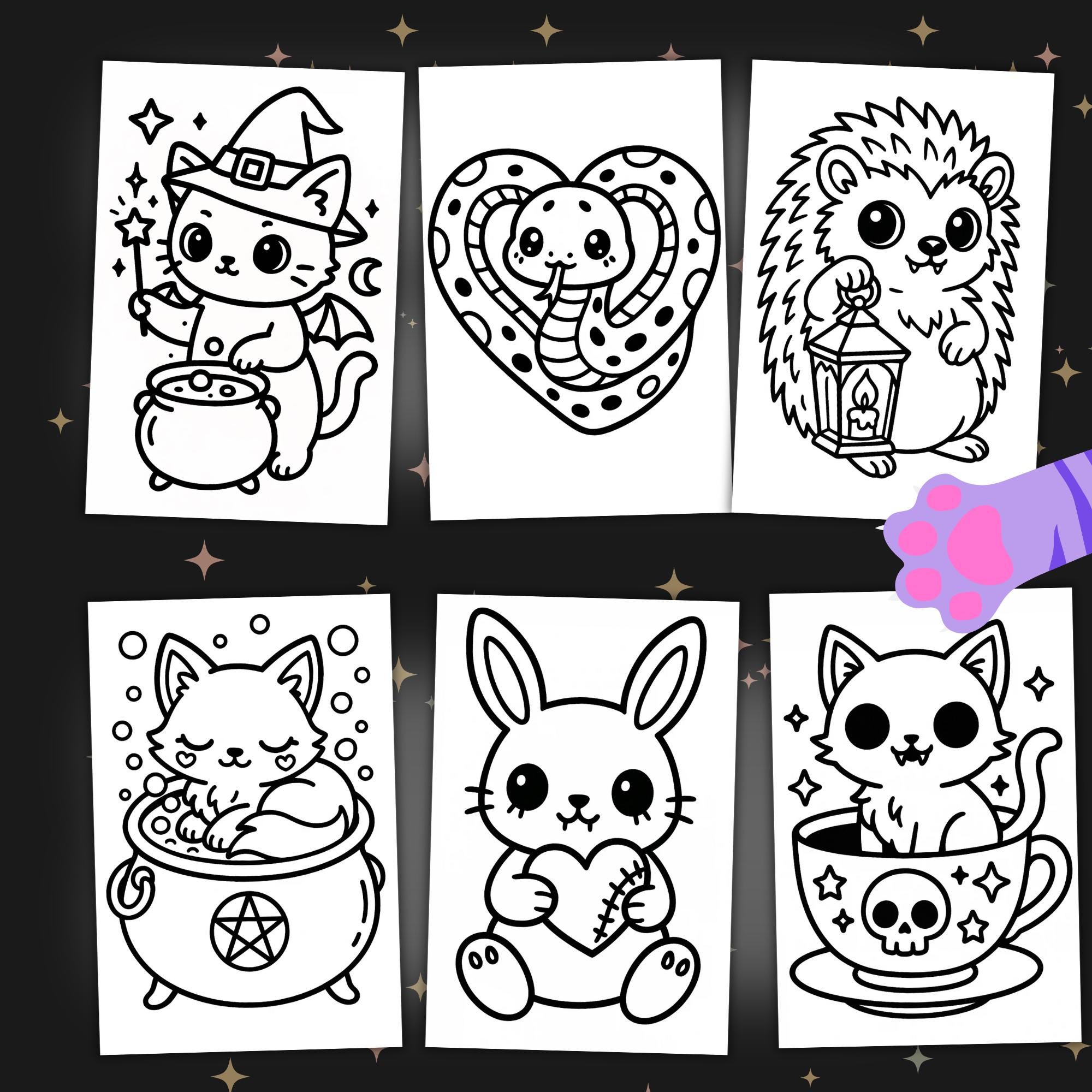 Creepy Cutie Coloring Book | Spooky Kawaii Animals, Pastel Goth ...