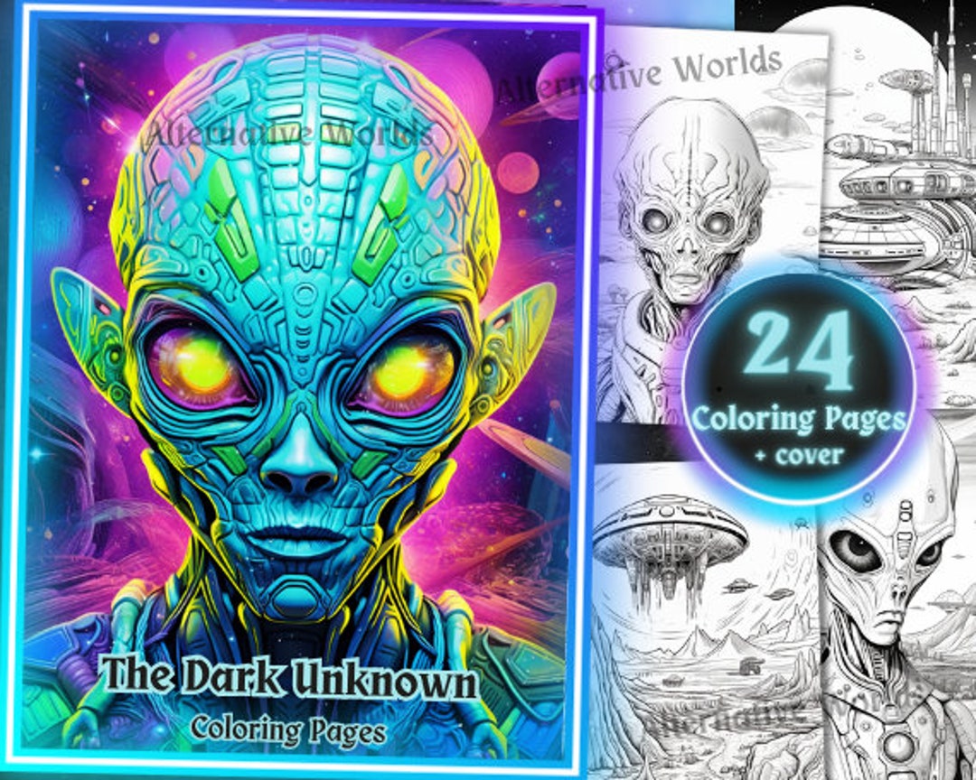 Aliens Spaceship Scifi Fantasy Outer Space Coloring Book, Spaceship ...