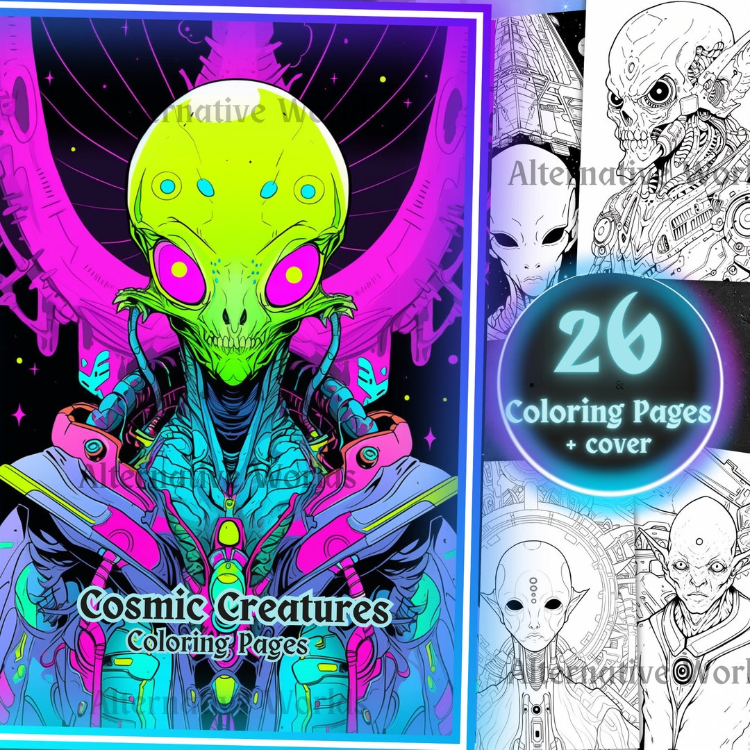 Scifi Fantasy Aliens UFO Spaceship Space Coloring Book, Outer Space ...