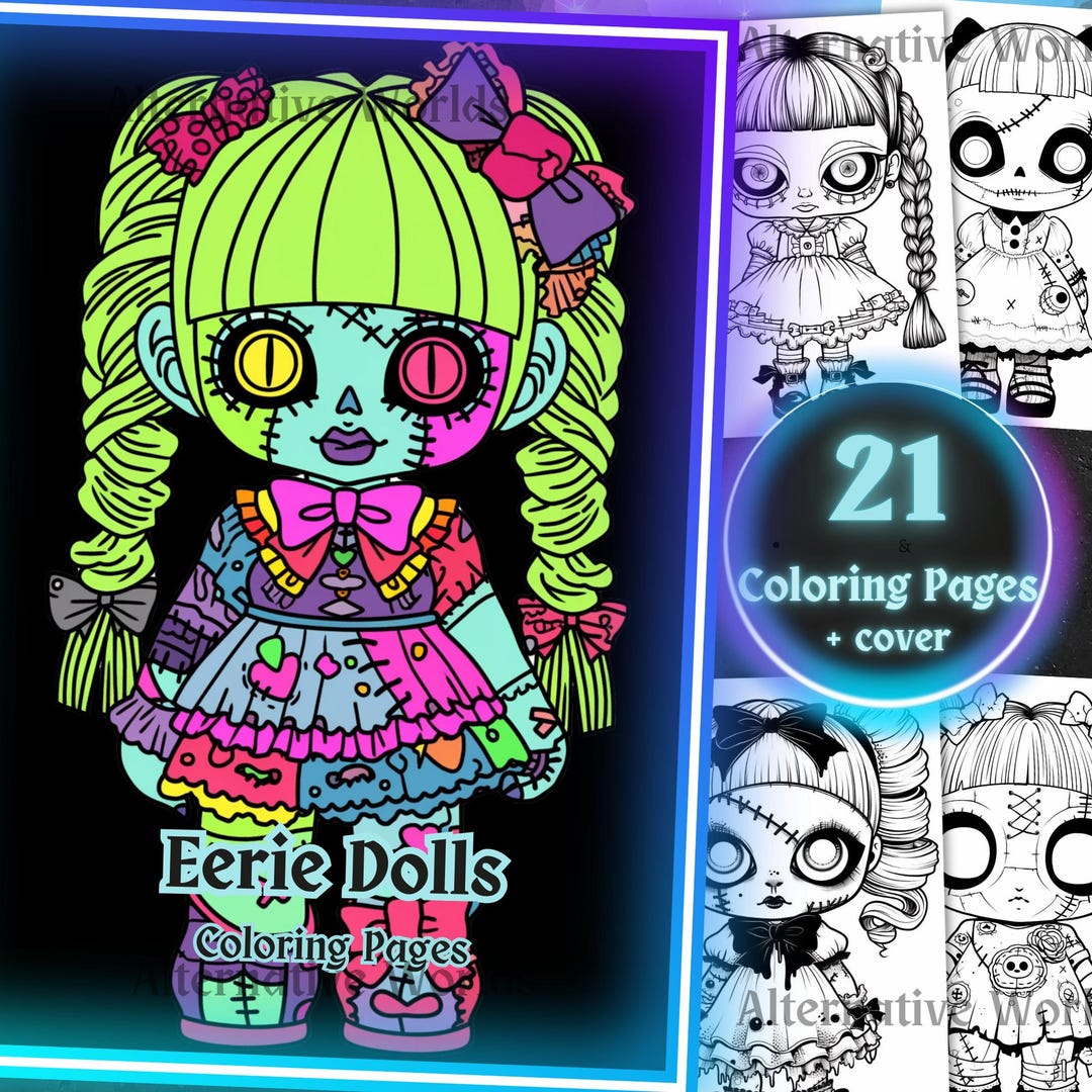 Horror Creepy Doll Coloring Pages, Spooky Scary Chibi Hunted Doll ...