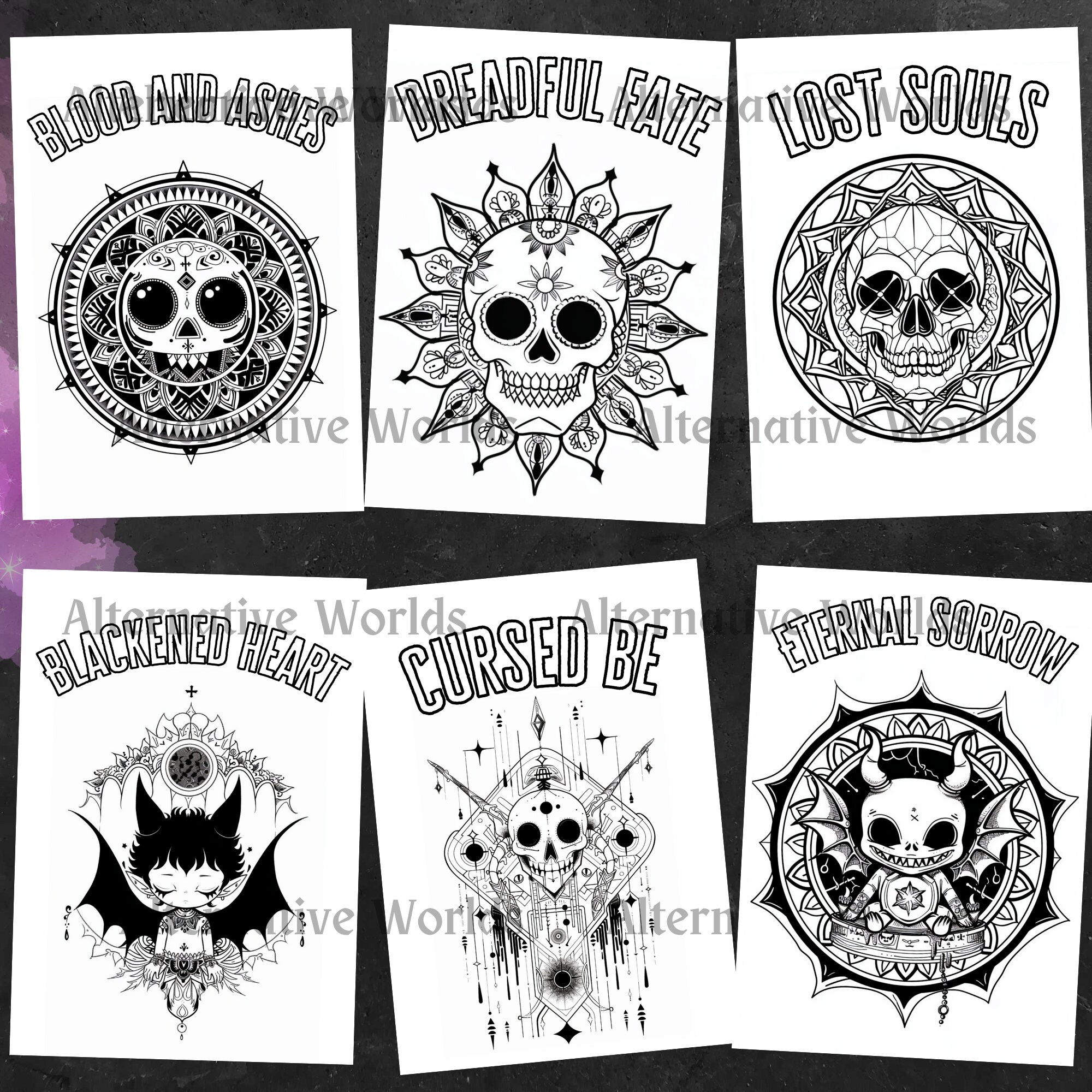 Gothic Minimalist Curse Swear Words Coloring Page, Goth Kawaii Funny ...
