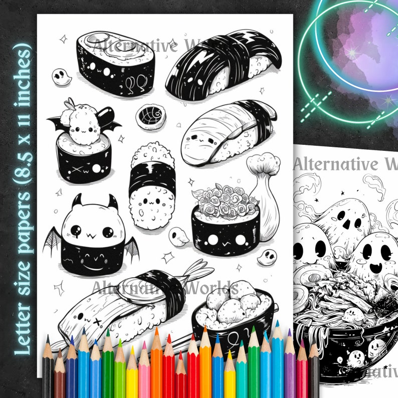 Gothic Creepy Cute Anime Kawaii Food Coloring Pages, Pastel Goth Kawaii ...
