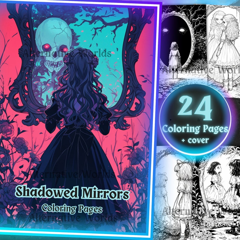 Magic Mirror Spooky Ghost Horror Coloring Book, Macabre Dark Anime ...