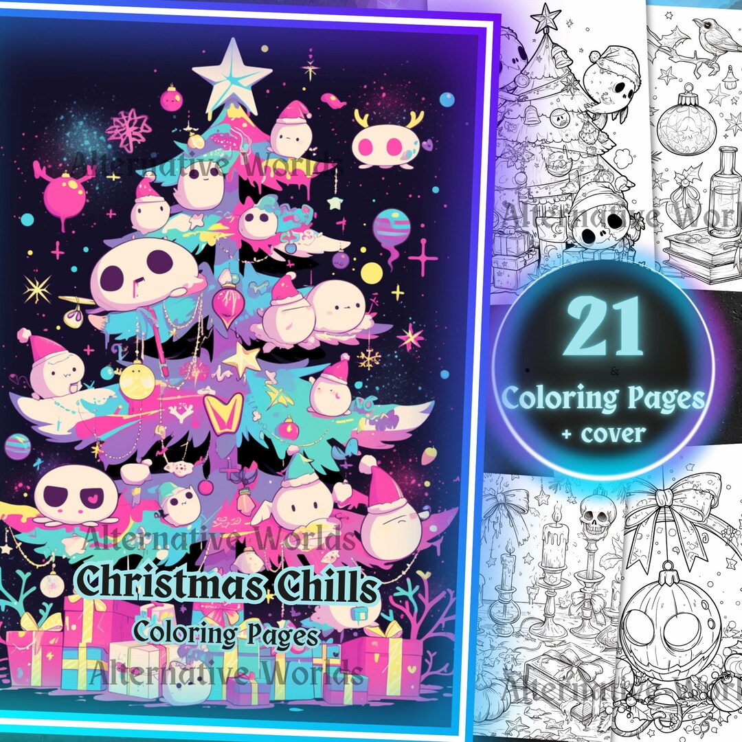 Spooky Kawaii Goth Christmas Coloring Book: Holiday PDF (8.5x11 In) - Etsy