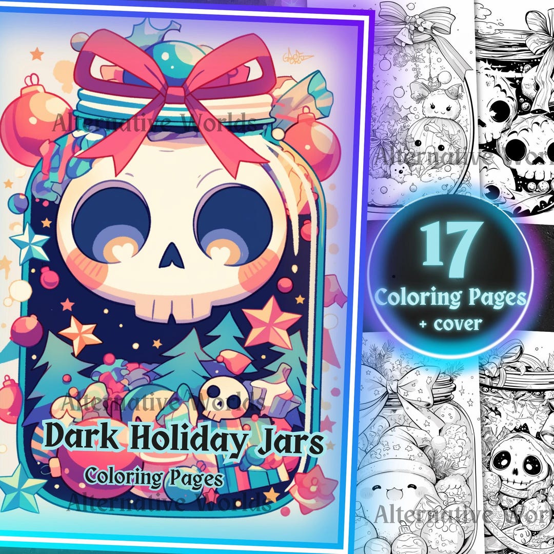 Creepy Christmas in A Jar Coloring Book, Adult Spooky Cute Winter Sheet ...