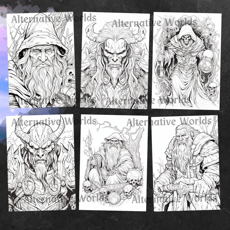 DND Warlock Dark Elf Witchcraft Coloring Sheet, Gothic Dungeon and ...