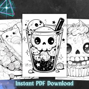 Creepy Cute Kawaii Sweets Spooky Coloring Pages, Pastel Goth Desserts ...