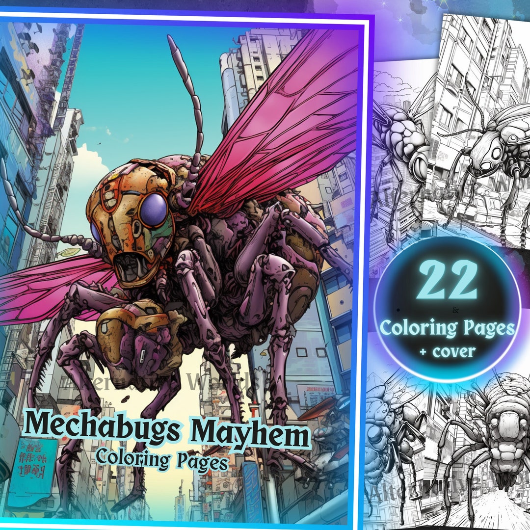 Horror Cyberpunk Insect Coloring Book, Futuristic Apocalypse Gothic ...