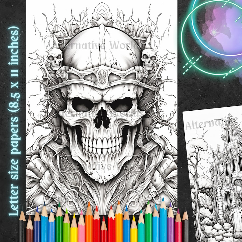 Grimdark Horror Coloring Book, Gothic Coloring Pages for Adult ...