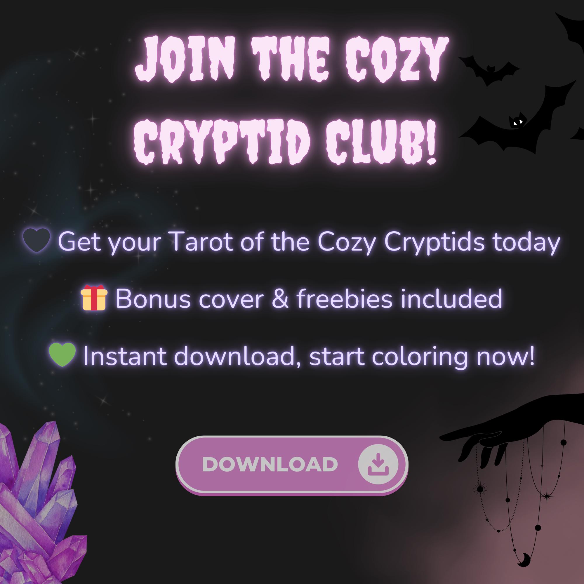 Cozy Cryptids Tarot Coloring Book: Creepy Cutie Kawaii Goth Style (PDF ...