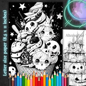 Creepy Cute Kawaii Sweets Spooky Coloring Pages, Pastel Goth Desserts ...