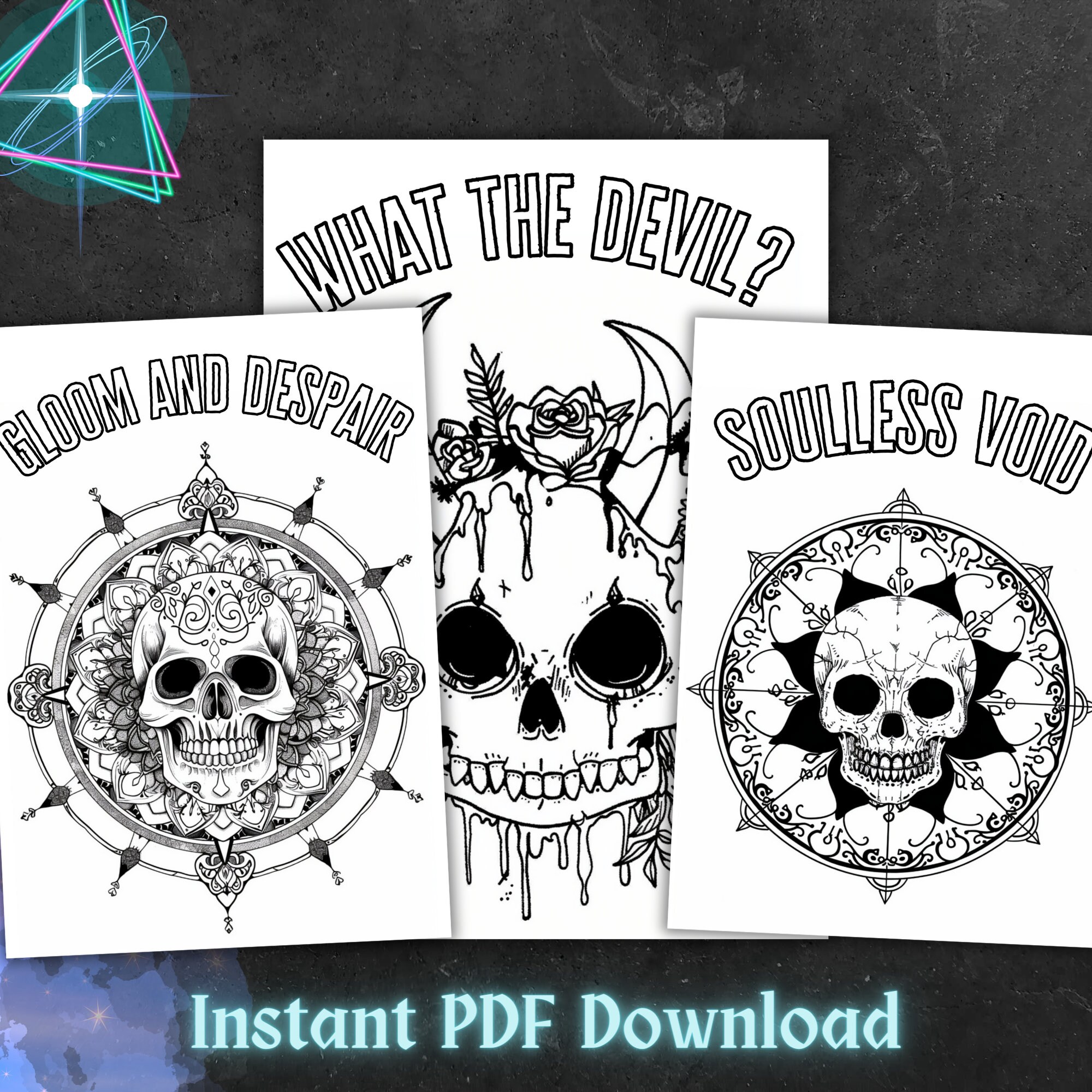 Gothic Minimalist Curse Swear Words Coloring Page, Goth Kawaii Funny ...